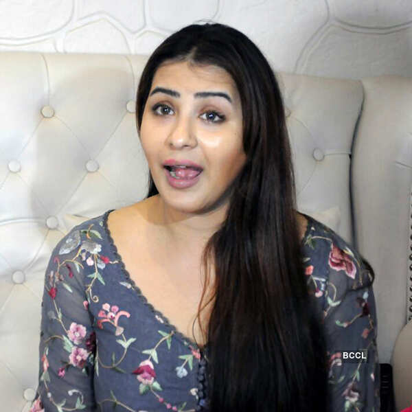 Shilpa Shinde talks to the media during her press meet in Mumbai on ...