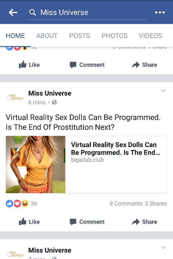 Miss Universe Official Facebook Page hacked?