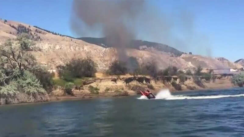 Watch: Canadian boat captain puts out fire using speedboat engine