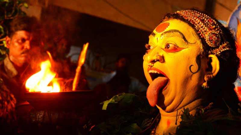 Folk artistes perform at Kanakadurga Prabhalu in Vijayawada