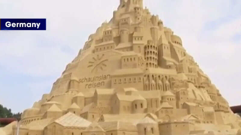Watch: World's tallest sand castle built in Germany