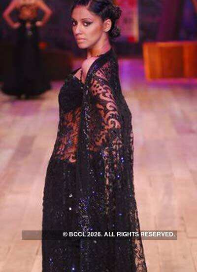 A model presents a creation by designer Suneet Varma during Day-5 of ...