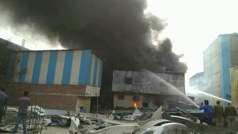 Massive fire at Delhi factory; IAF firefighters rush to douse the flames