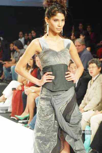 A model showcases a creation by designer Rosily Paul Vadakkel on Day 3 ...