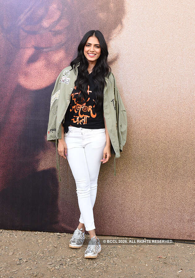 Malavika Mohanan strikes a pose during the launch of the song ‘Ey ...