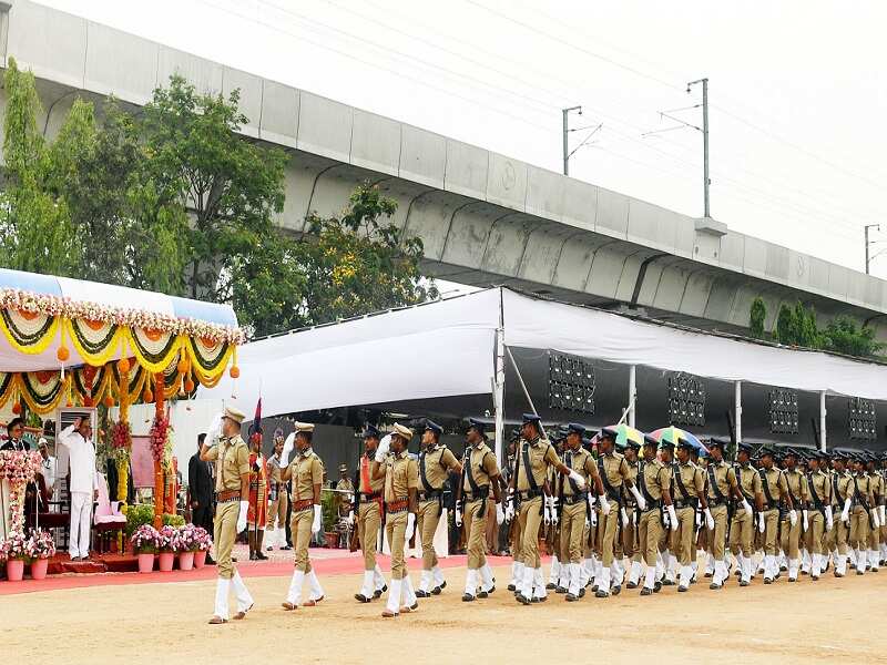 Honorary salution from TS police at Parade ground