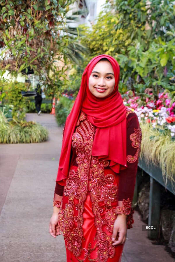 Muslim beauty queen competes in a pageant wearing a hijab