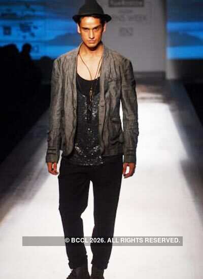 A model presents a creation by designers Rohit Gandhi and Rahul Khanna ...