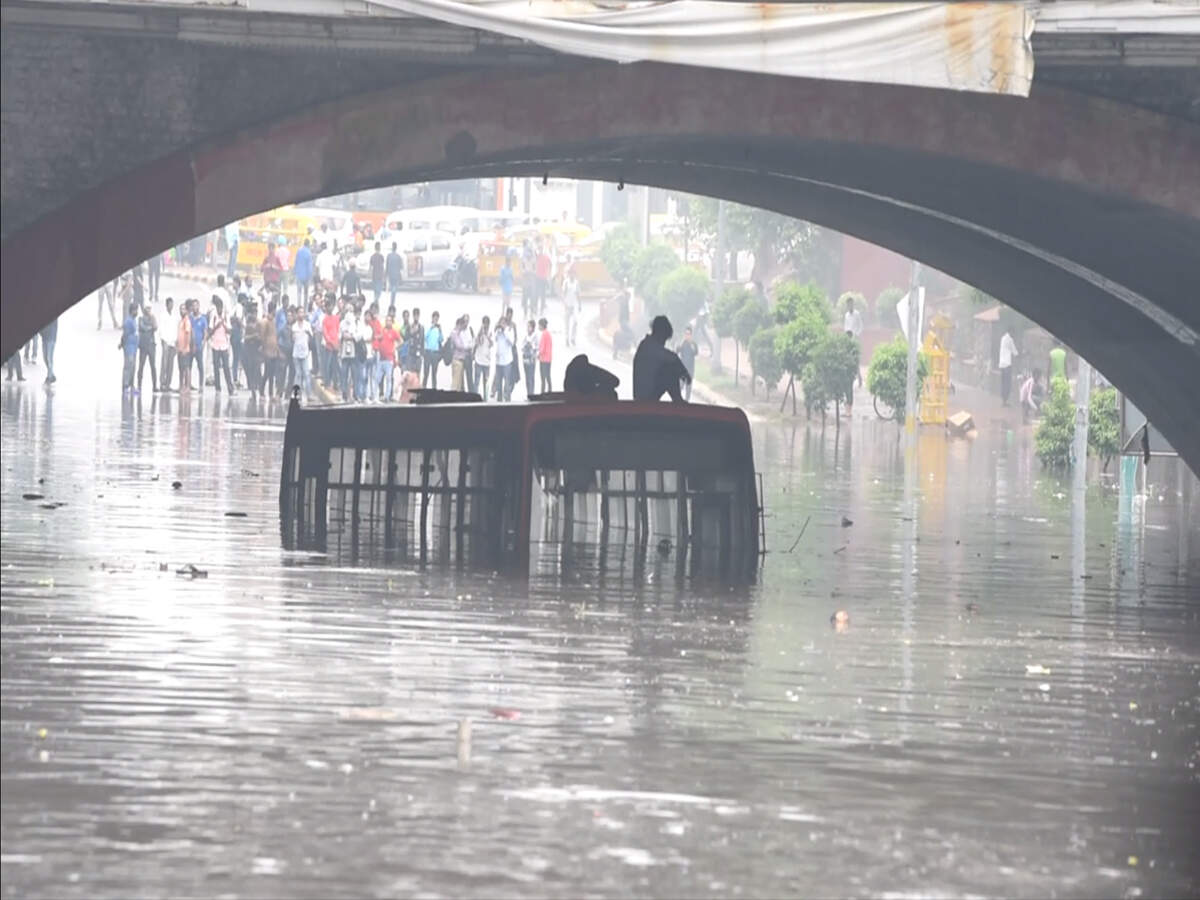 Delhi rains: Lucky escape for passengers as DTC bus once again submerges at Minto Bridge