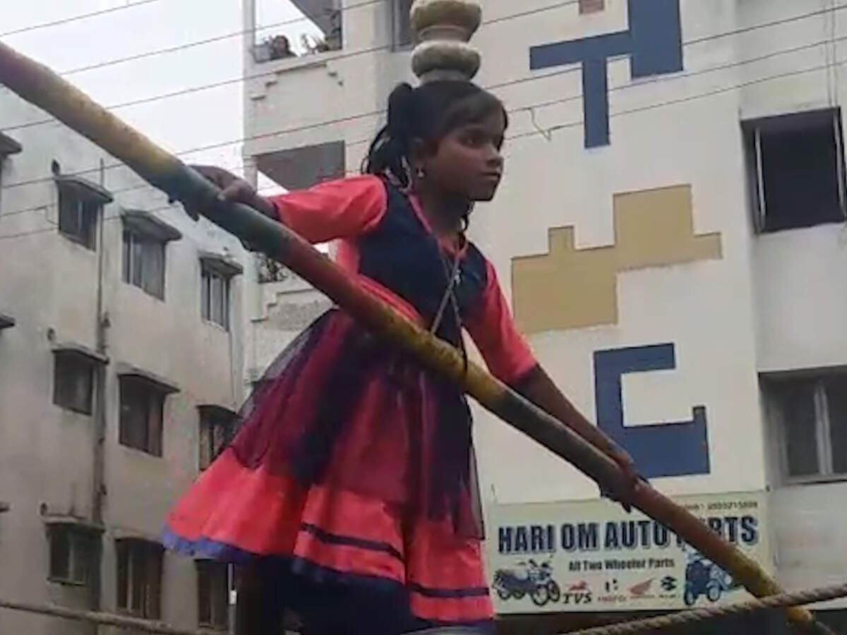 Bhopal: A six-year-old girl walks on a rope for her livelihood