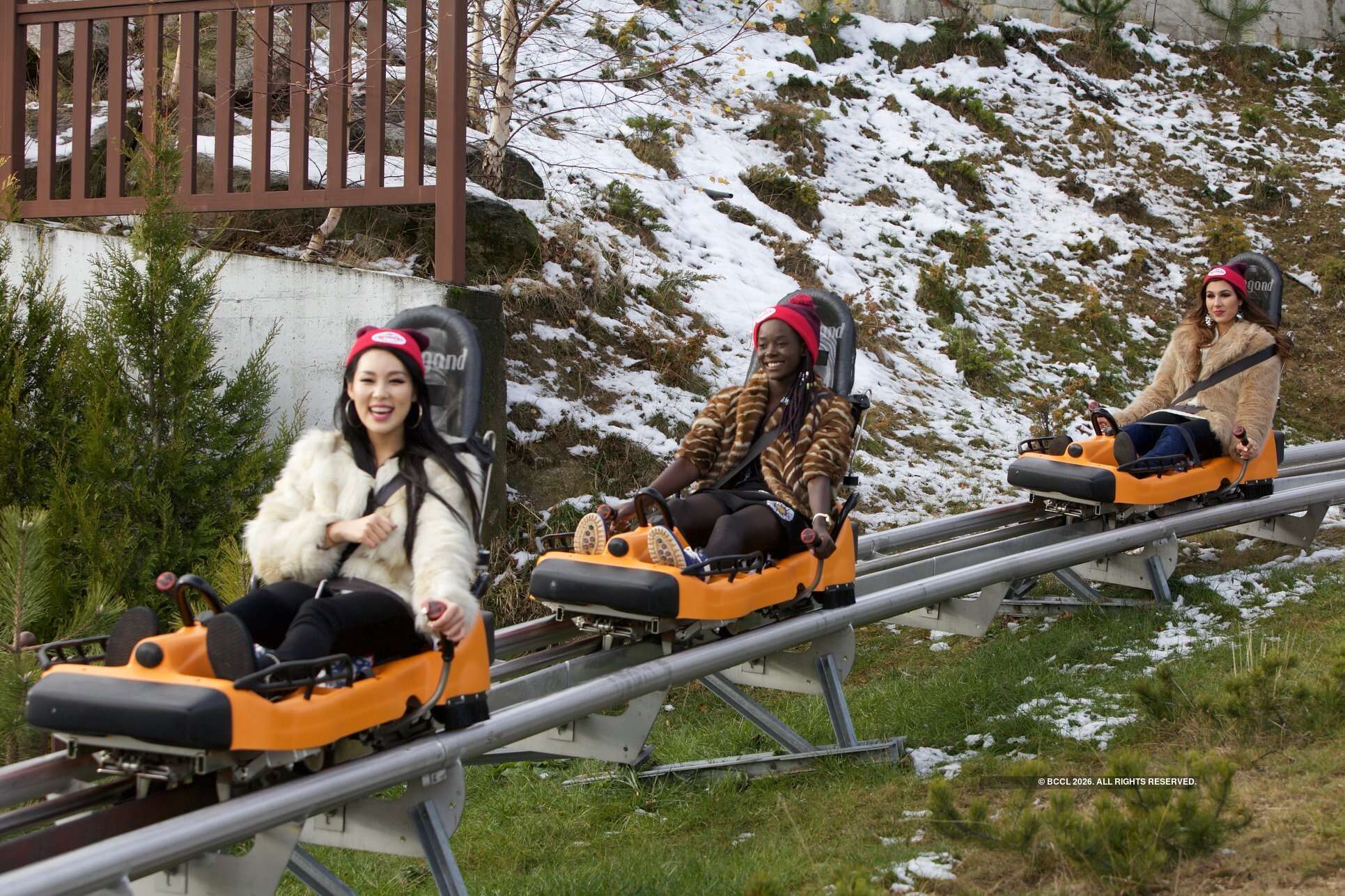 Miss Supranational 2018 contestants during The Alpine Coaster ride