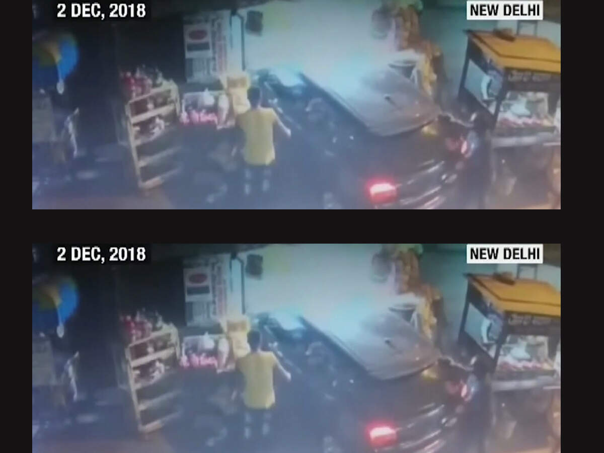Caught on cam: Speeding mini van crashes into crowded shop in Delhi