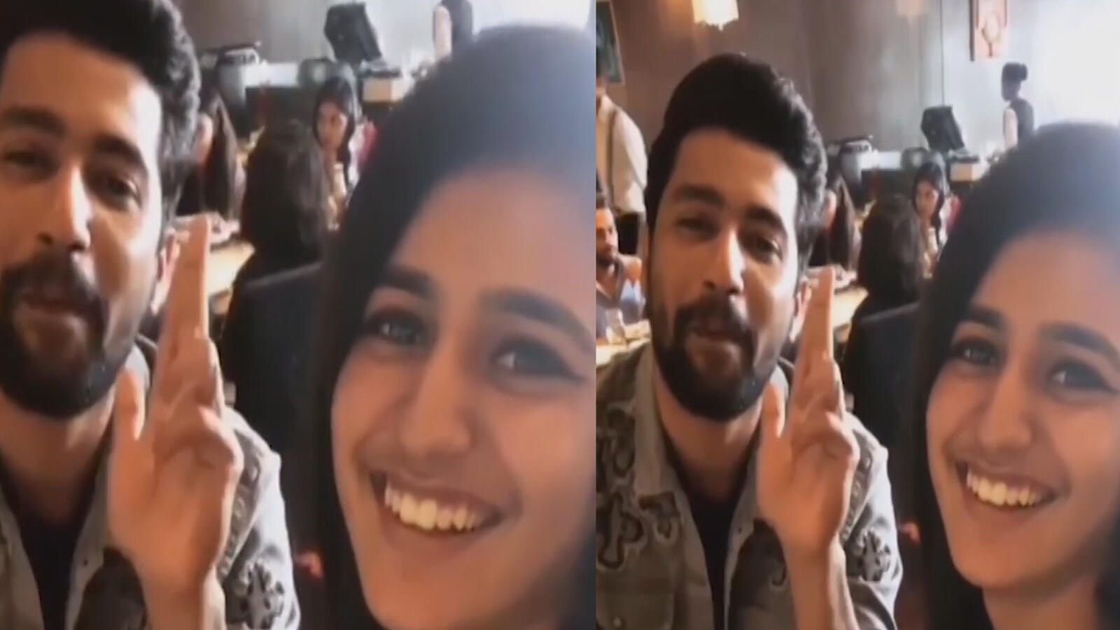 Priya Varrier and Vicky Kaushal recreate the ‘finger-gun kiss’ moment