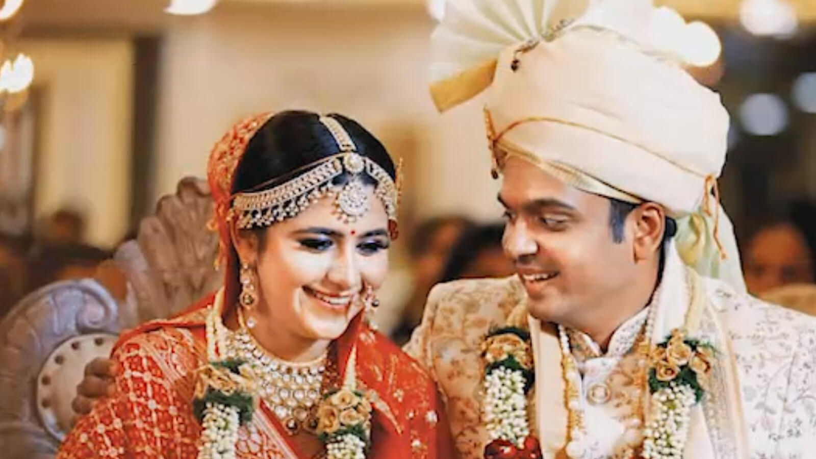 TV couple Palak Jain and Tapasvi Mehta at their wedding in Indore