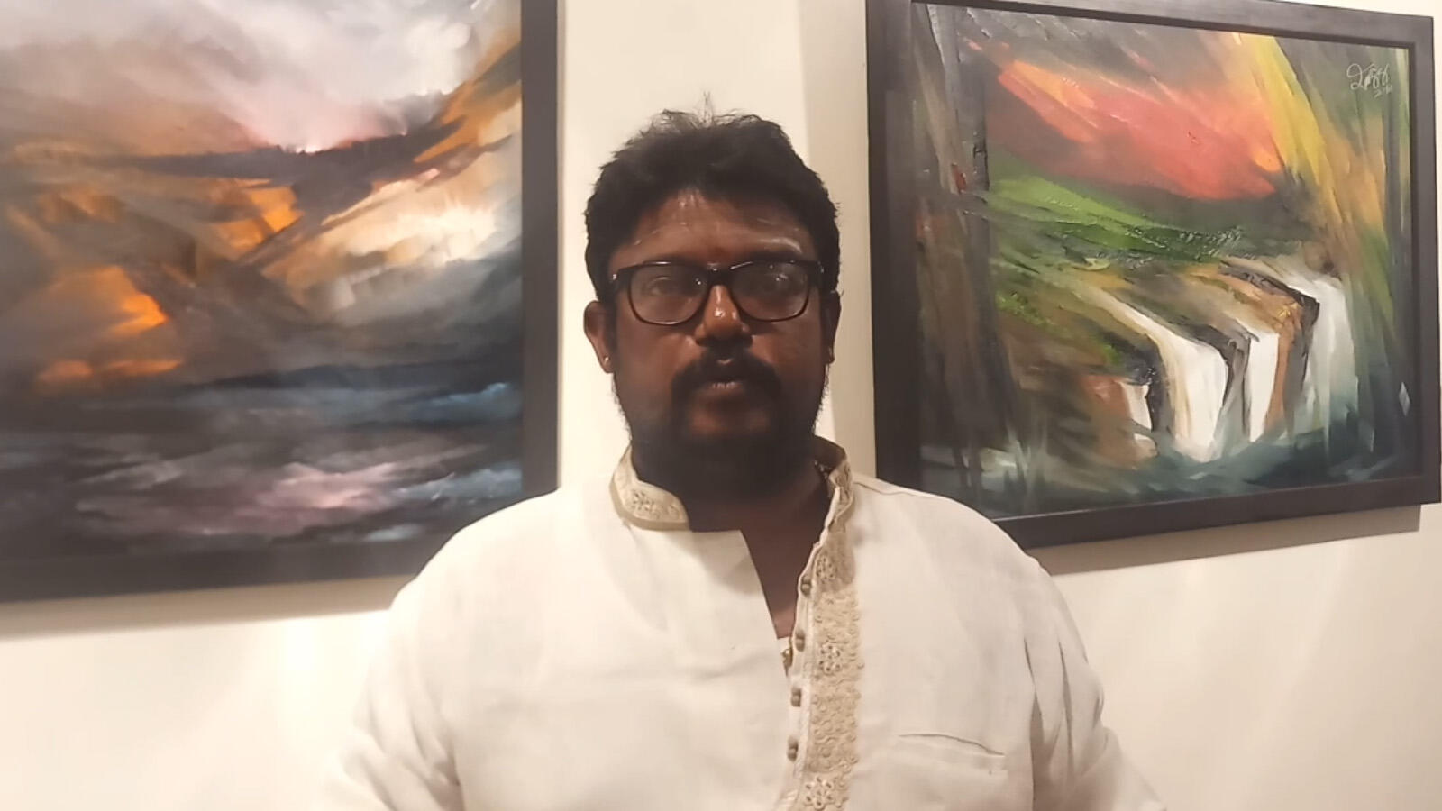 Artist Dharmalingam talks about his paintings