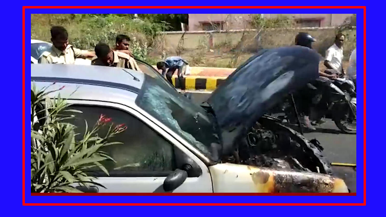 Visakhapatnam: Speeding car dashes into divider, bursts into flames at ...