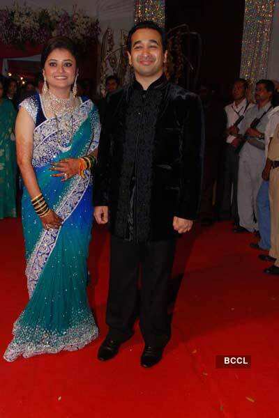 Nitesh Rane with wife Rutuja Rane and father Narayan Rane during his ... Nitesh Rane with wife Rutuja Rane and father Narayan Rane during his ...