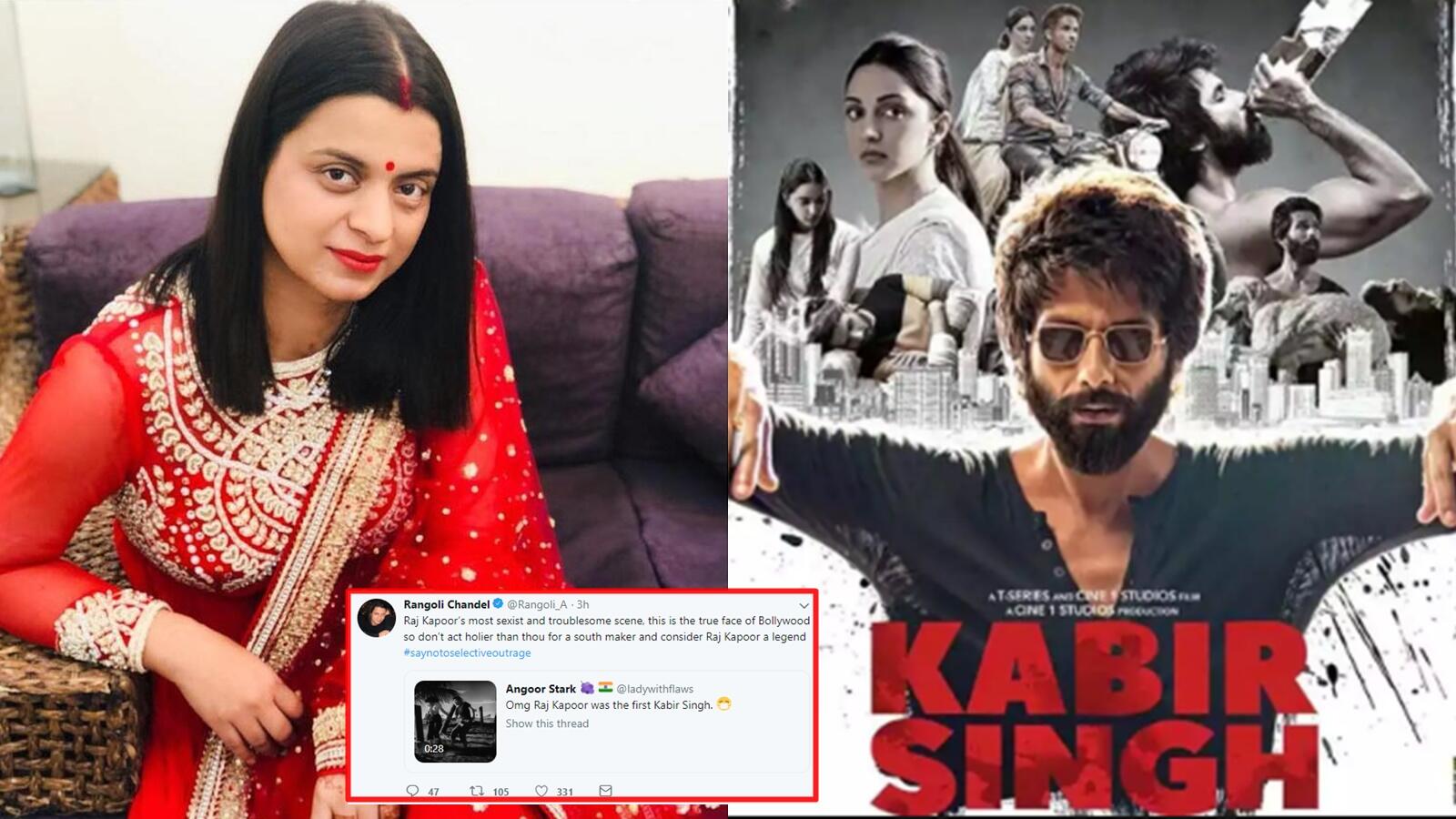 Rangoli Chandel slams Bollywood for selective outrage over 'Kabir Singh ...