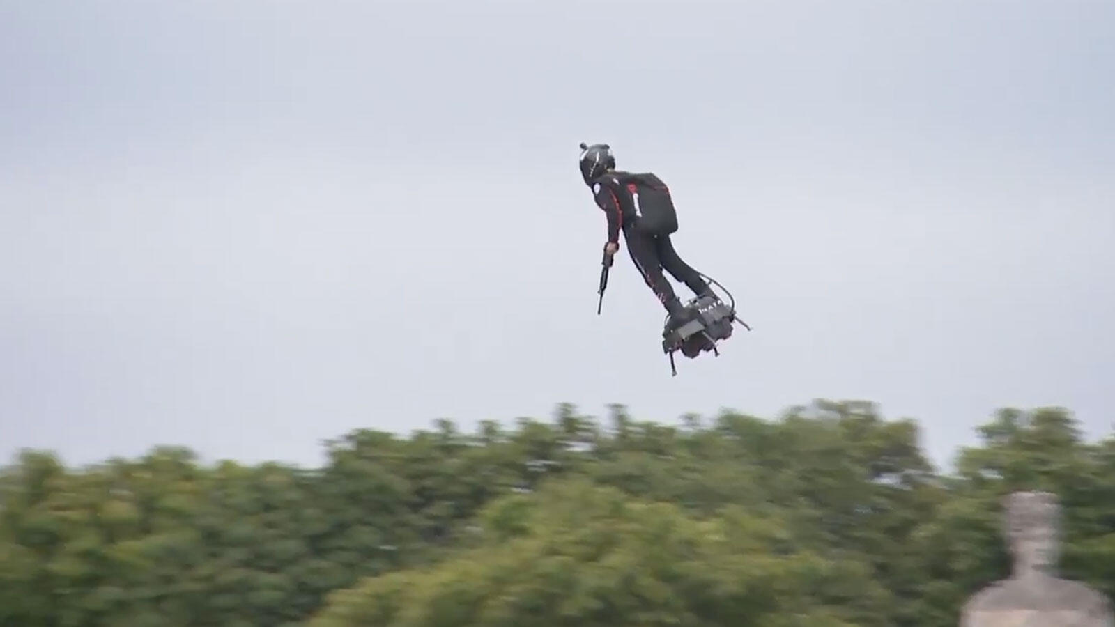Watch: 'Flying soldier' soars over Bastille Day crowd in France