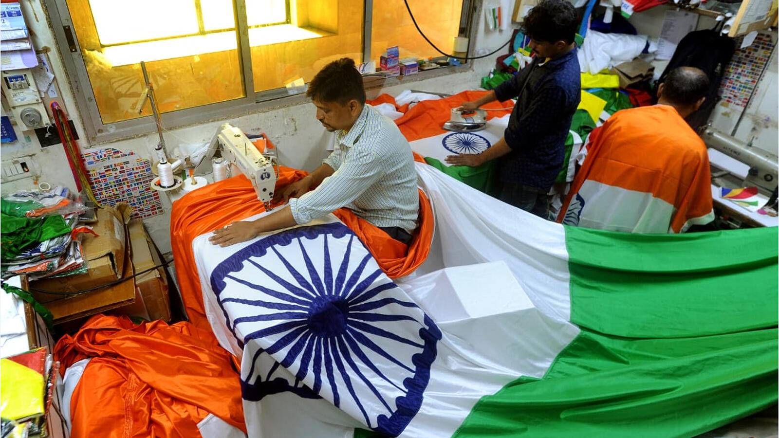 Independence Day: Artisans make National flag at a workshop in Mumbai