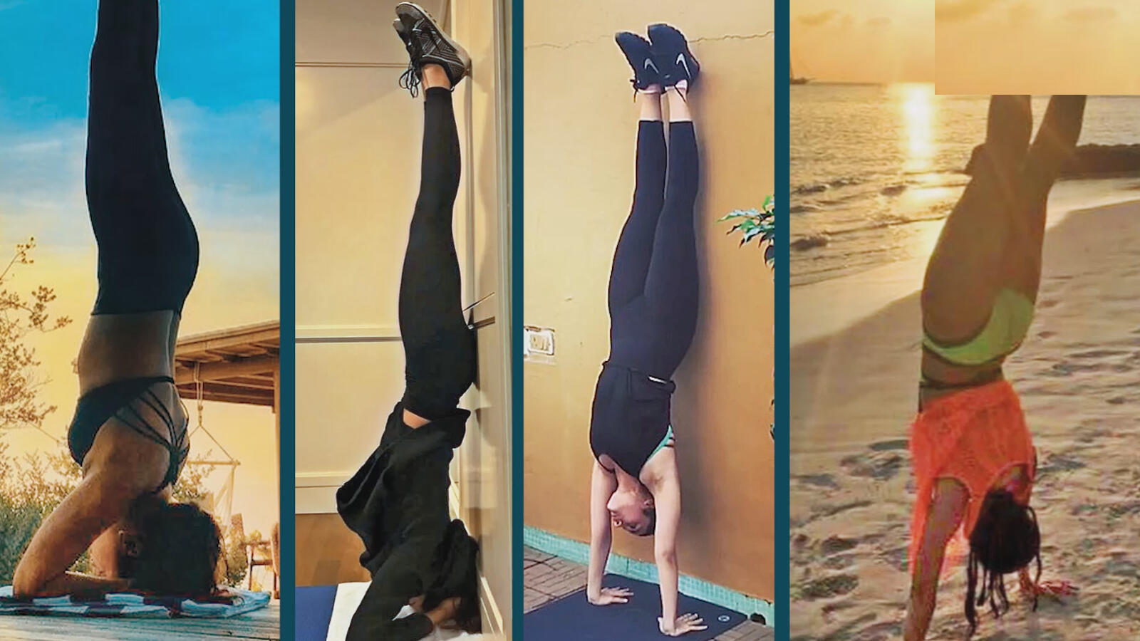 Check out the Bollywood stars going upside down in a fitness pose!