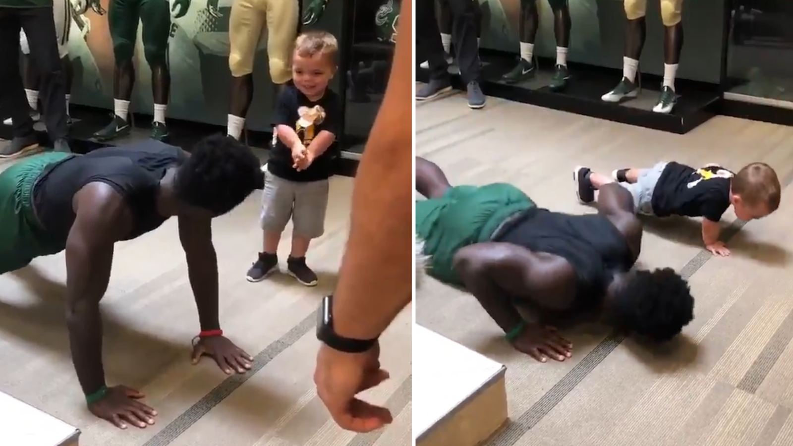 Amazing: Six year old does one armed push ups