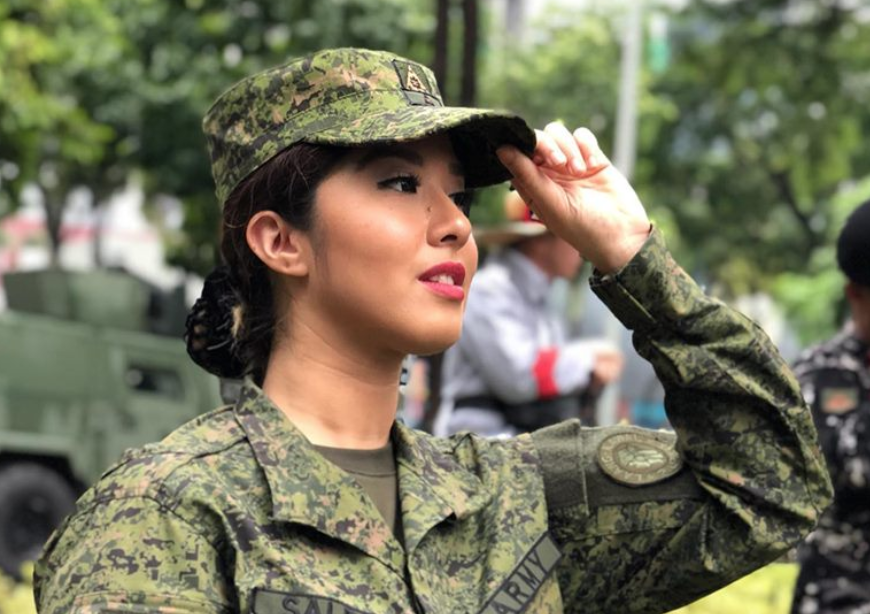 This former Filipina Beauty queen joins the Army reserve force