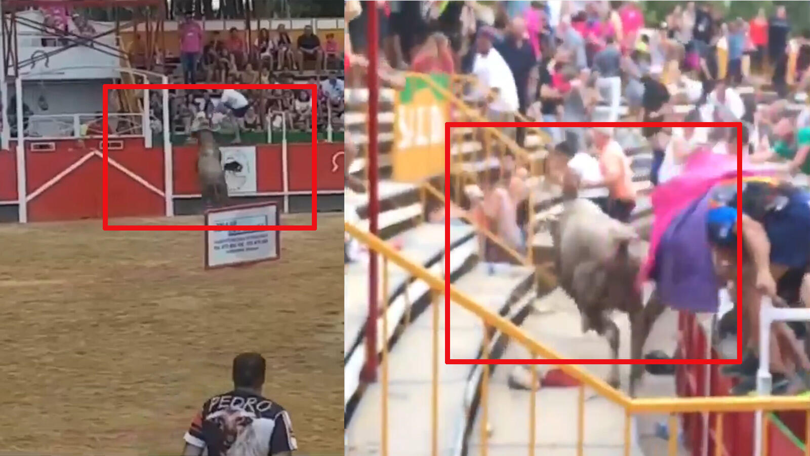 Dramatic visuals! Bull charges on spectators at an event in Spain ...