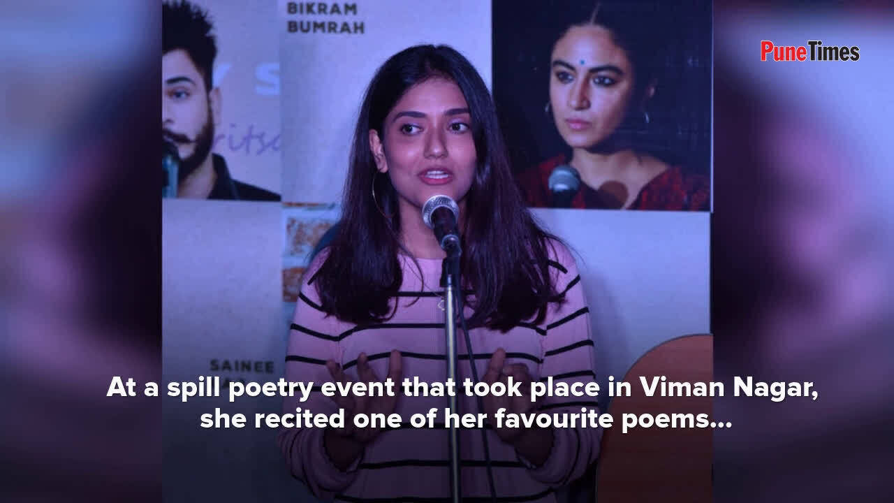 Sainee Raj recites one of her favourite poem at a spill poetry event