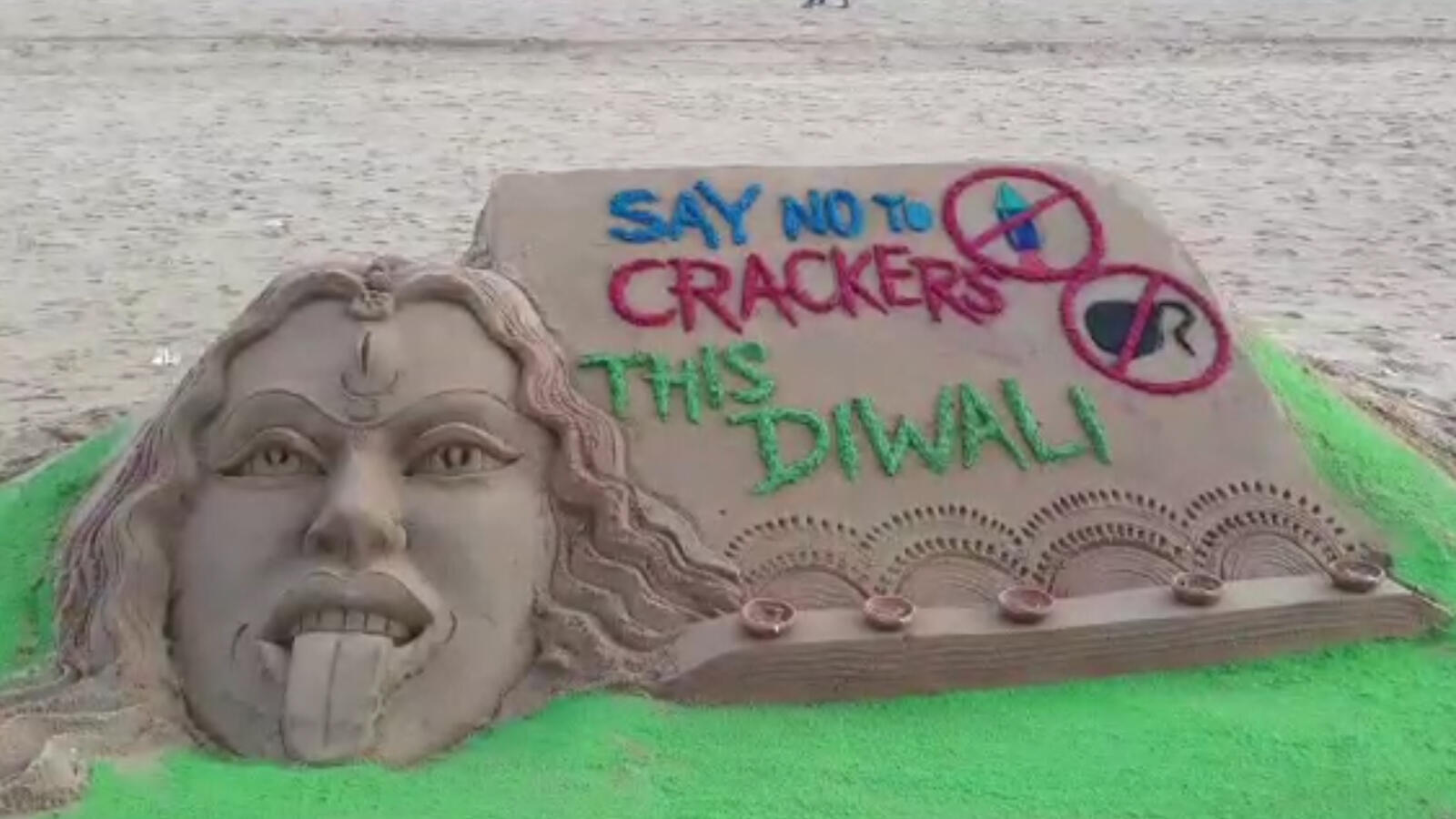 Artist Manas Kumar Sahoo creates sand sculpture on Diwali eve, sends ...