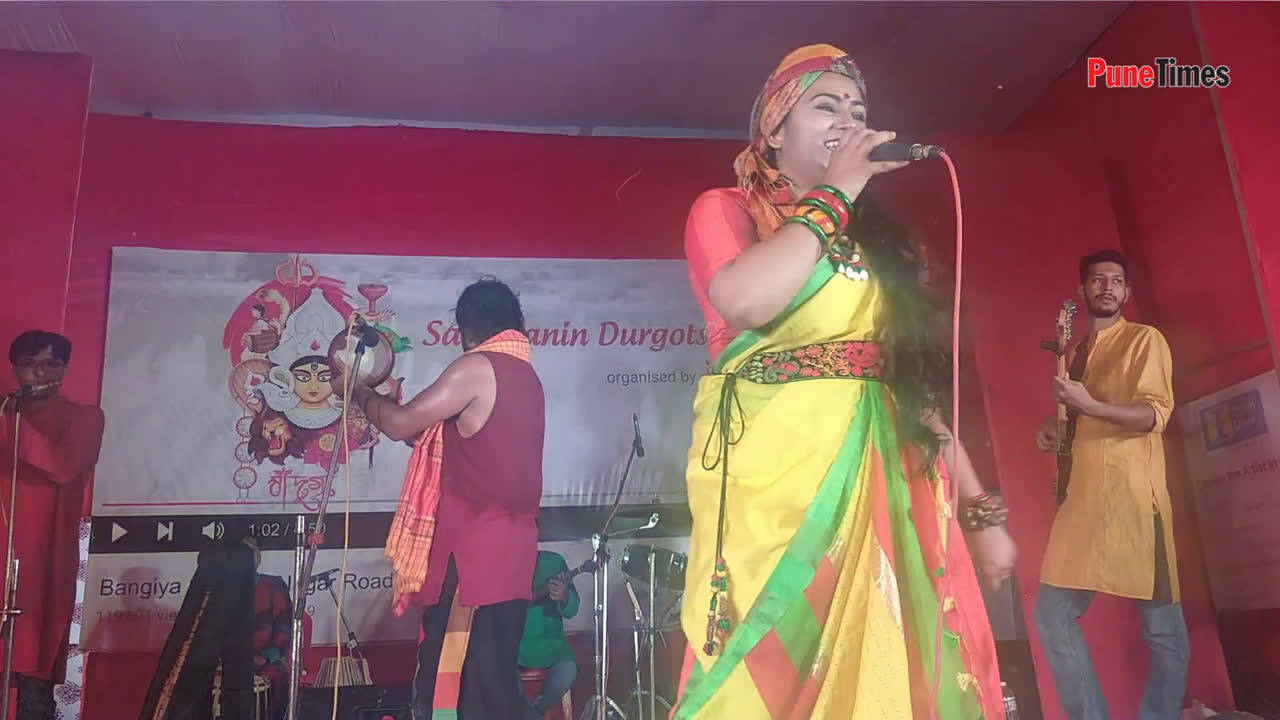 Baul singer Arpita Chakraborty entertains audience during Durga Puja