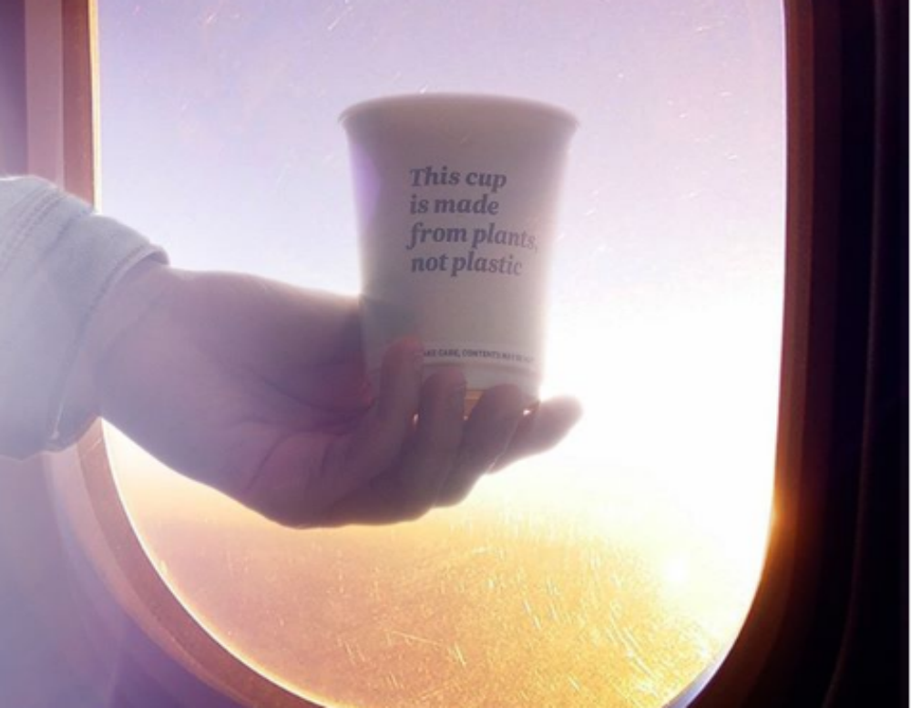This airline serves coffee in vanilla flavoured edible cups to cut down ...