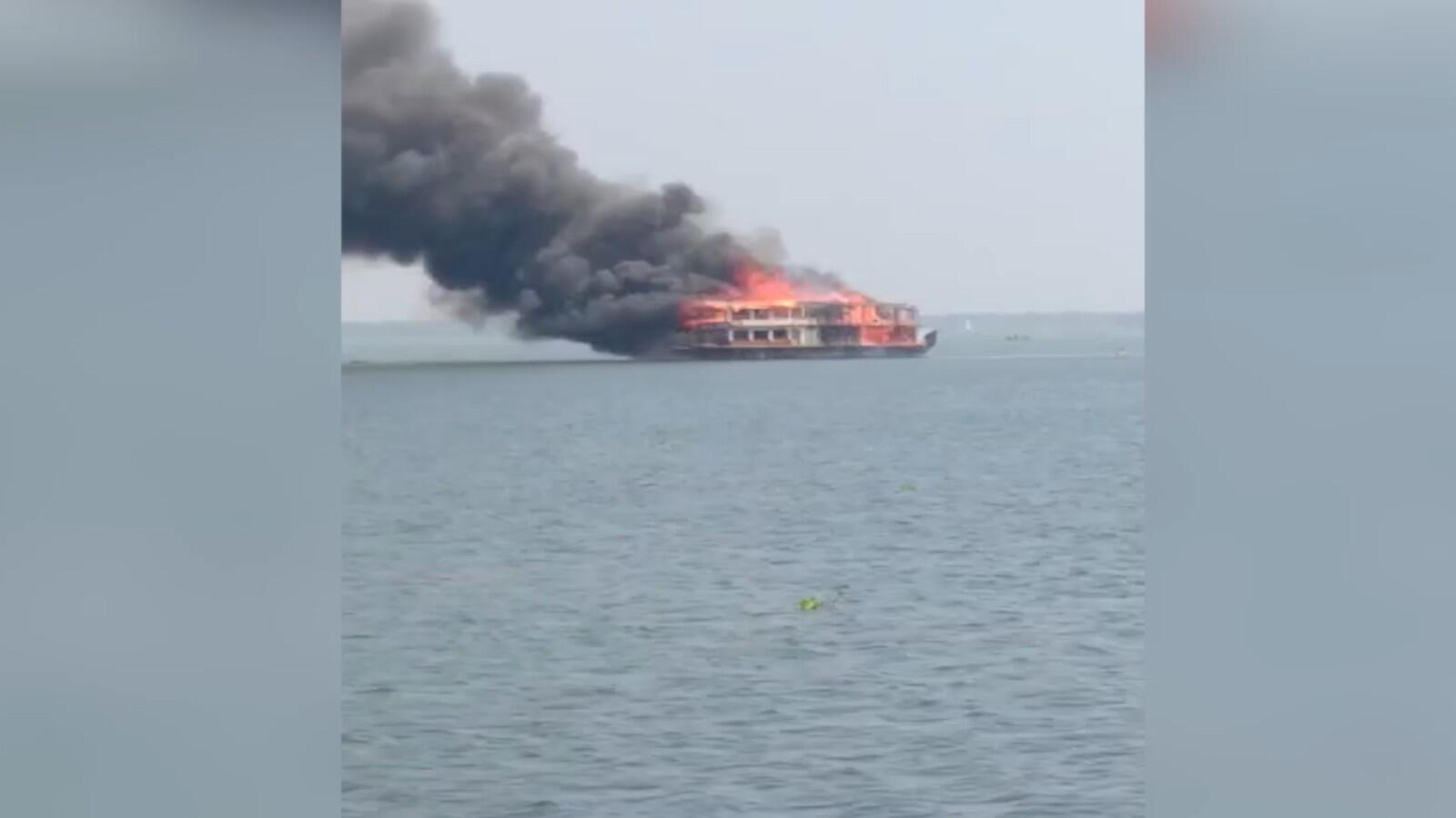 Watch: Houseboat catches fire in Kerala, passengers escape unharmed