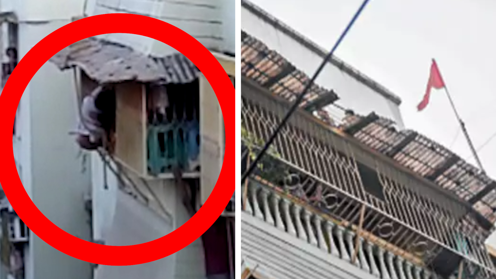 On cam: Girl falls off, hangs from terrace ledge for 50 minutes ...