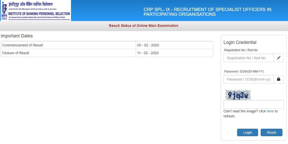 How to check IBPS SO mains result?