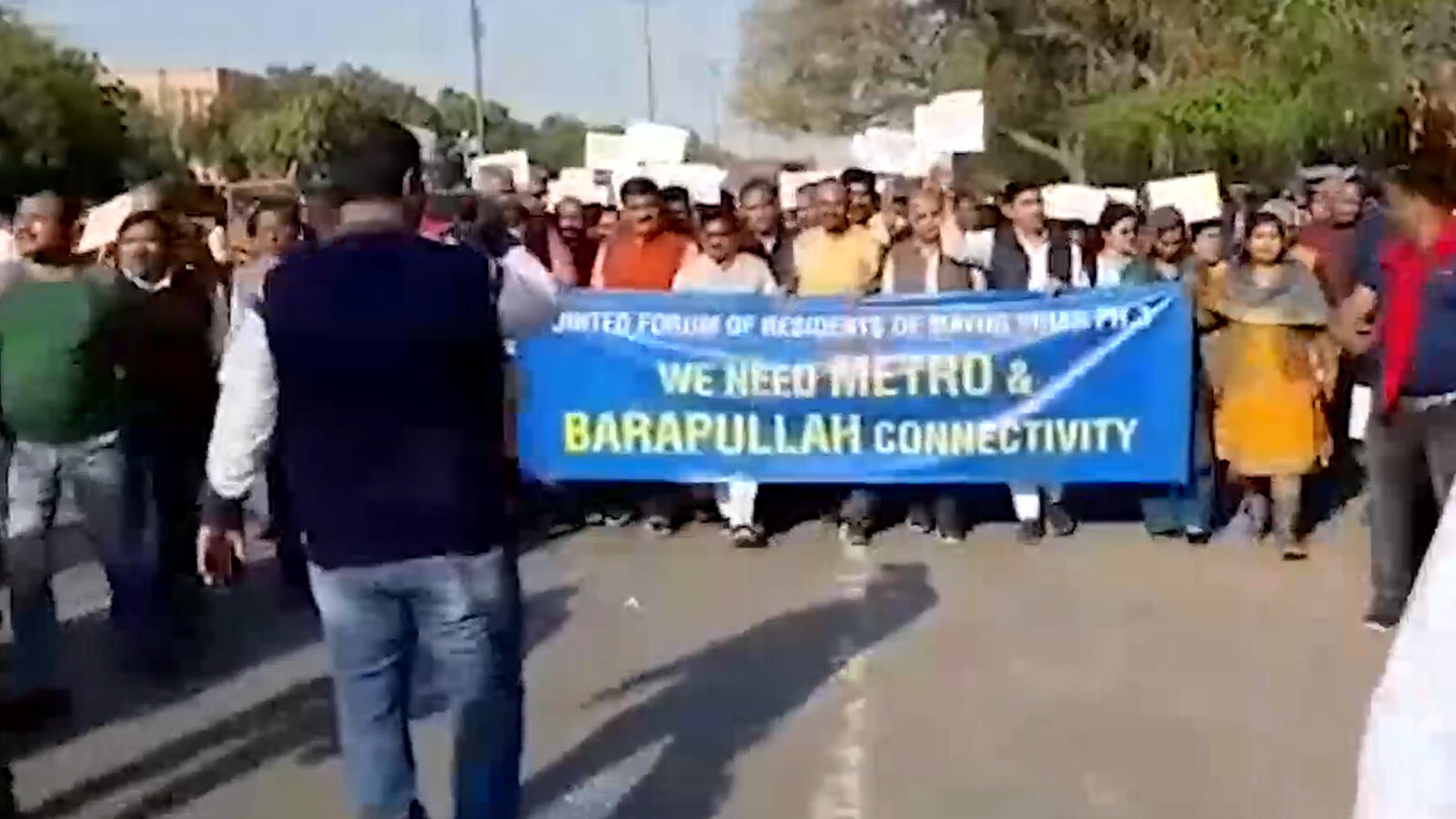 Residents hold rally for basic amenities in Delhi's Mayur Vihar Phase-3