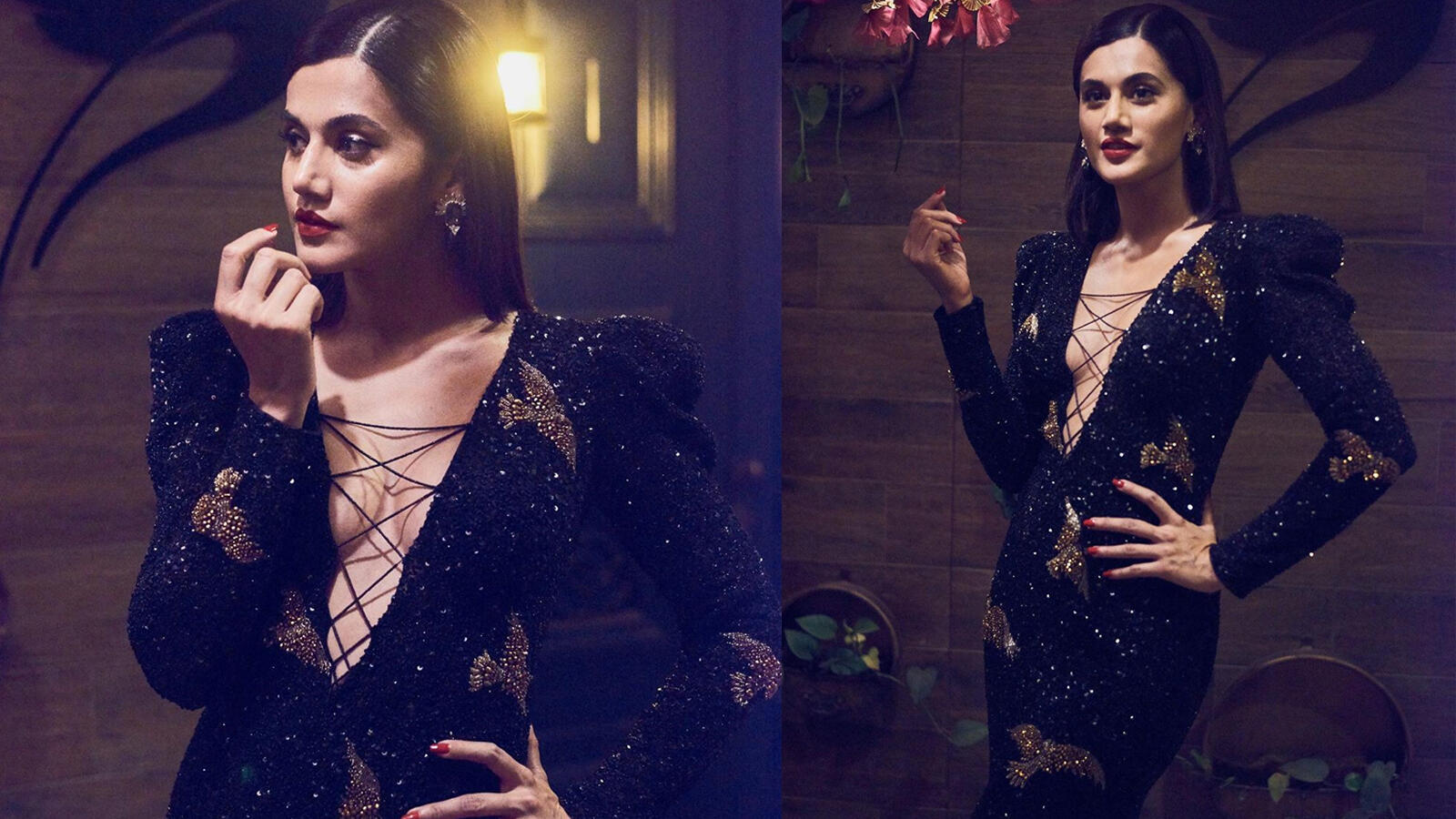 Taapsee Pannu looks magical in a figure-flattering gown with deep ...