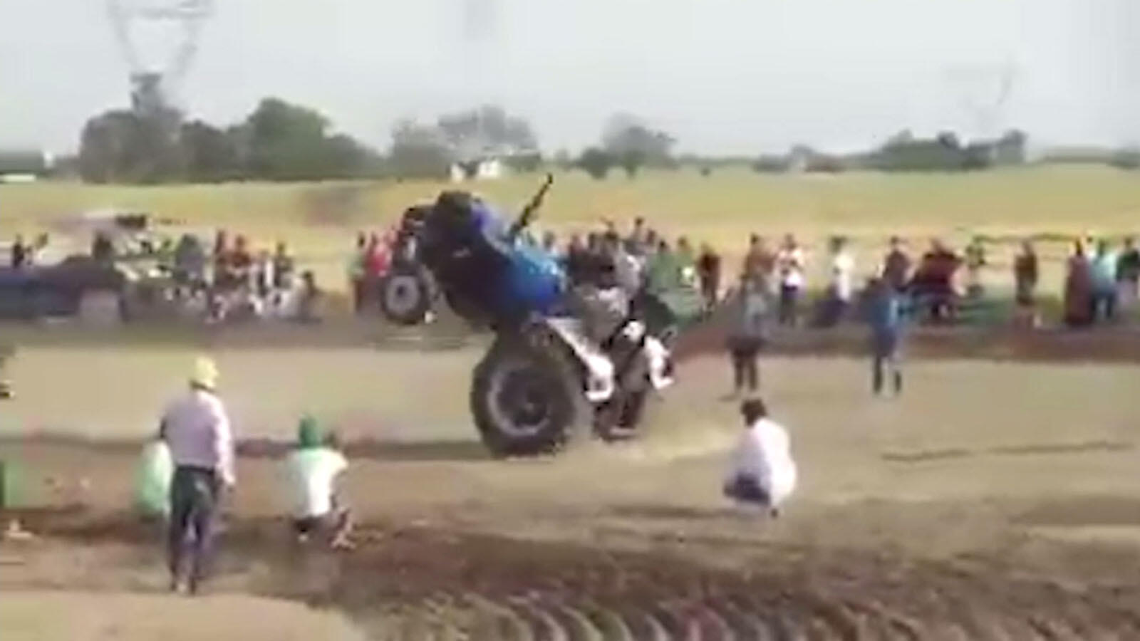 Watch: Farmers perform stunts and wheelies with tractor