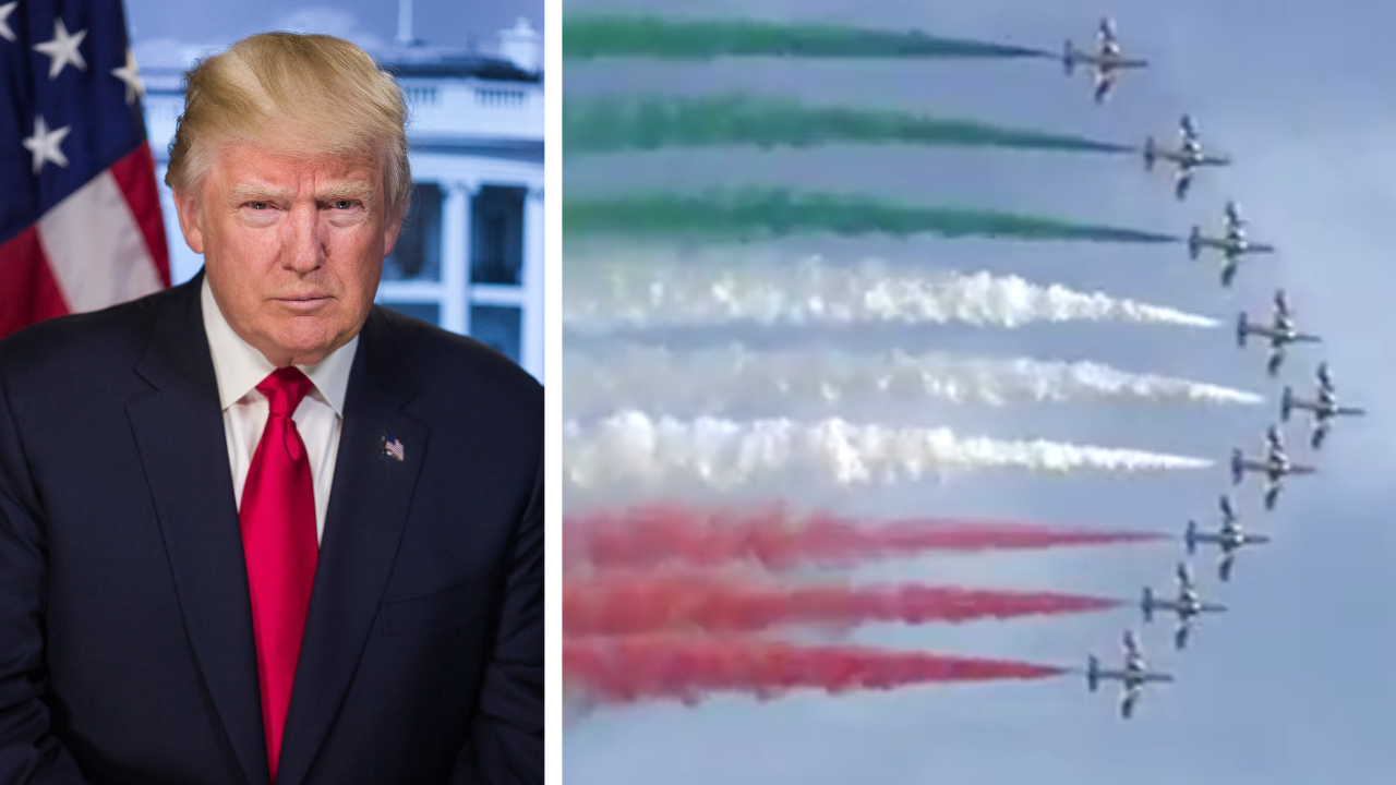 Donald Trump tweets US Air Force fly-by bearing Italian flag colours
