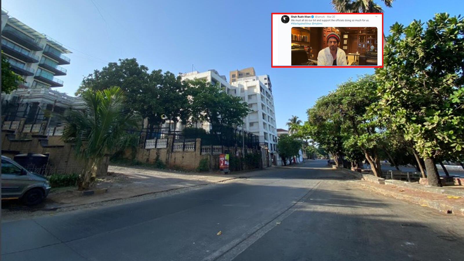 View outside Shah Rukh Khan's Mannat mansion in Mumbai on Janata Curfew