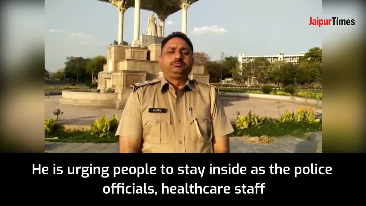 Police officer reciting poems to urge people to follow social distancing