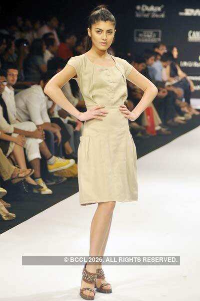 Deepa Chari showcases a creation by designer Rohan Arora on Day 6 of ...