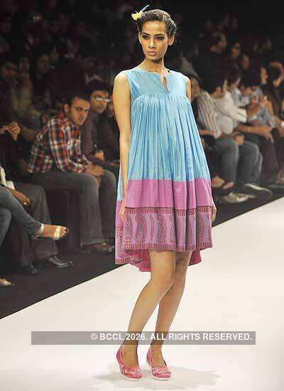 A model showcases a creation by designer VJ Balhara on Day 6 of the ...