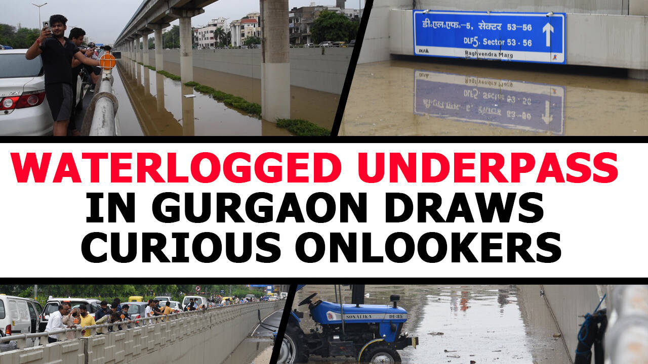 Waterlogged underpass in Gurgaon draws curious onlookers