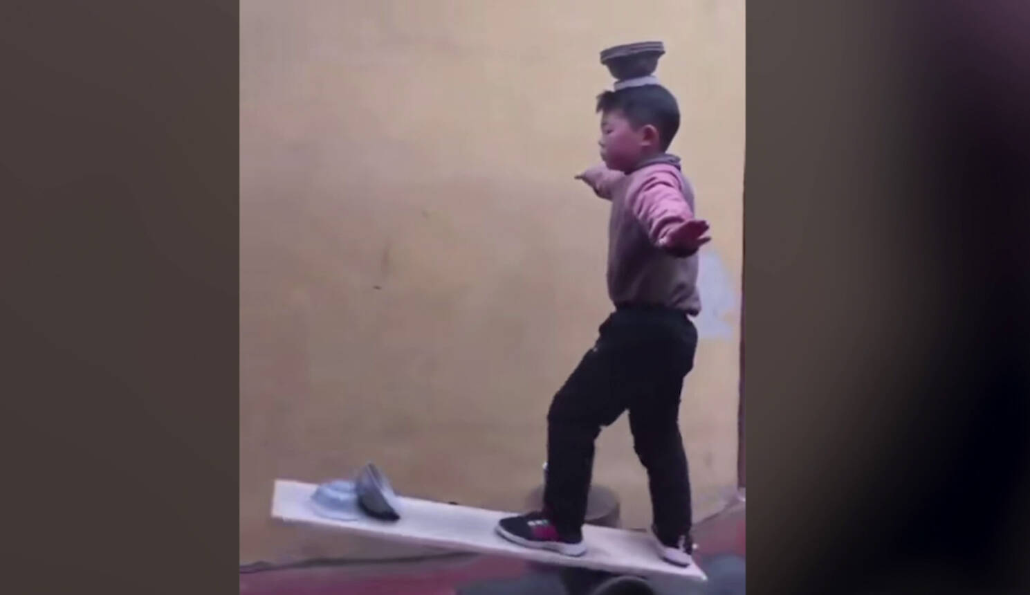 Balance boy: His control is simply amazing