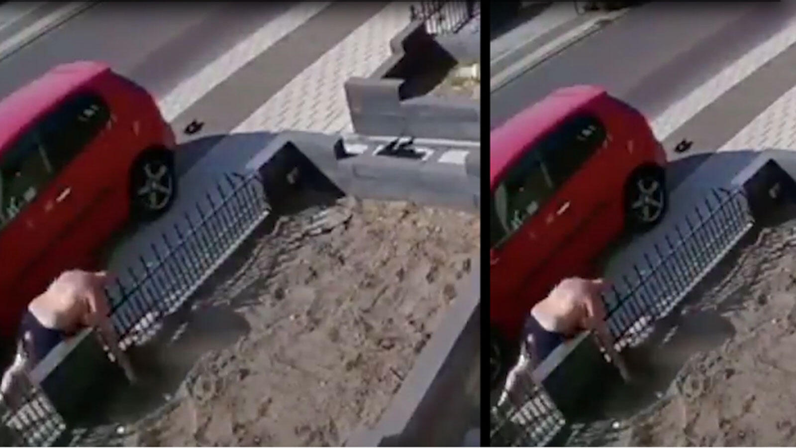 Accident turns a railing into a cloth shredder