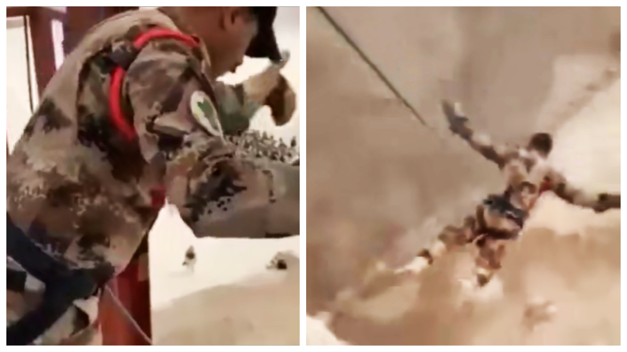Painful: Never rappel like this soldier