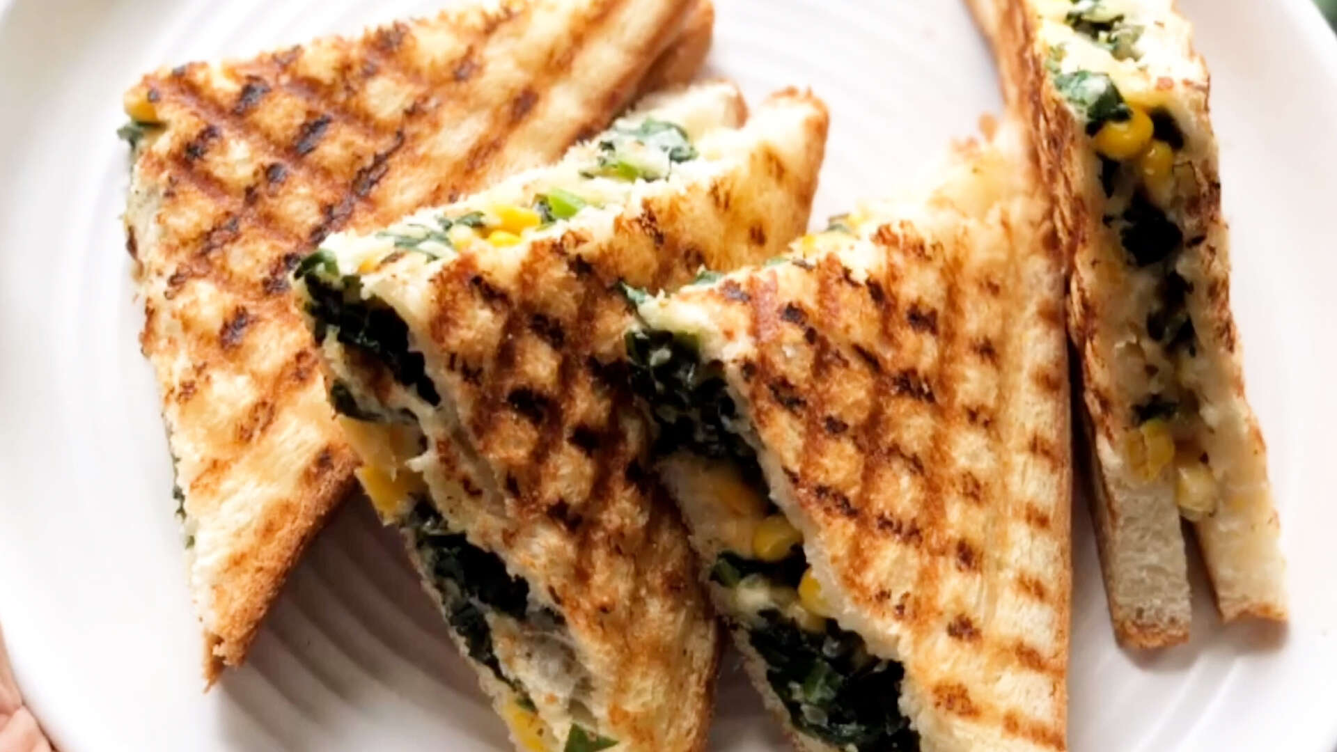 Watch: How to make Spinach Corn & Cheese Sandwich - Times Food