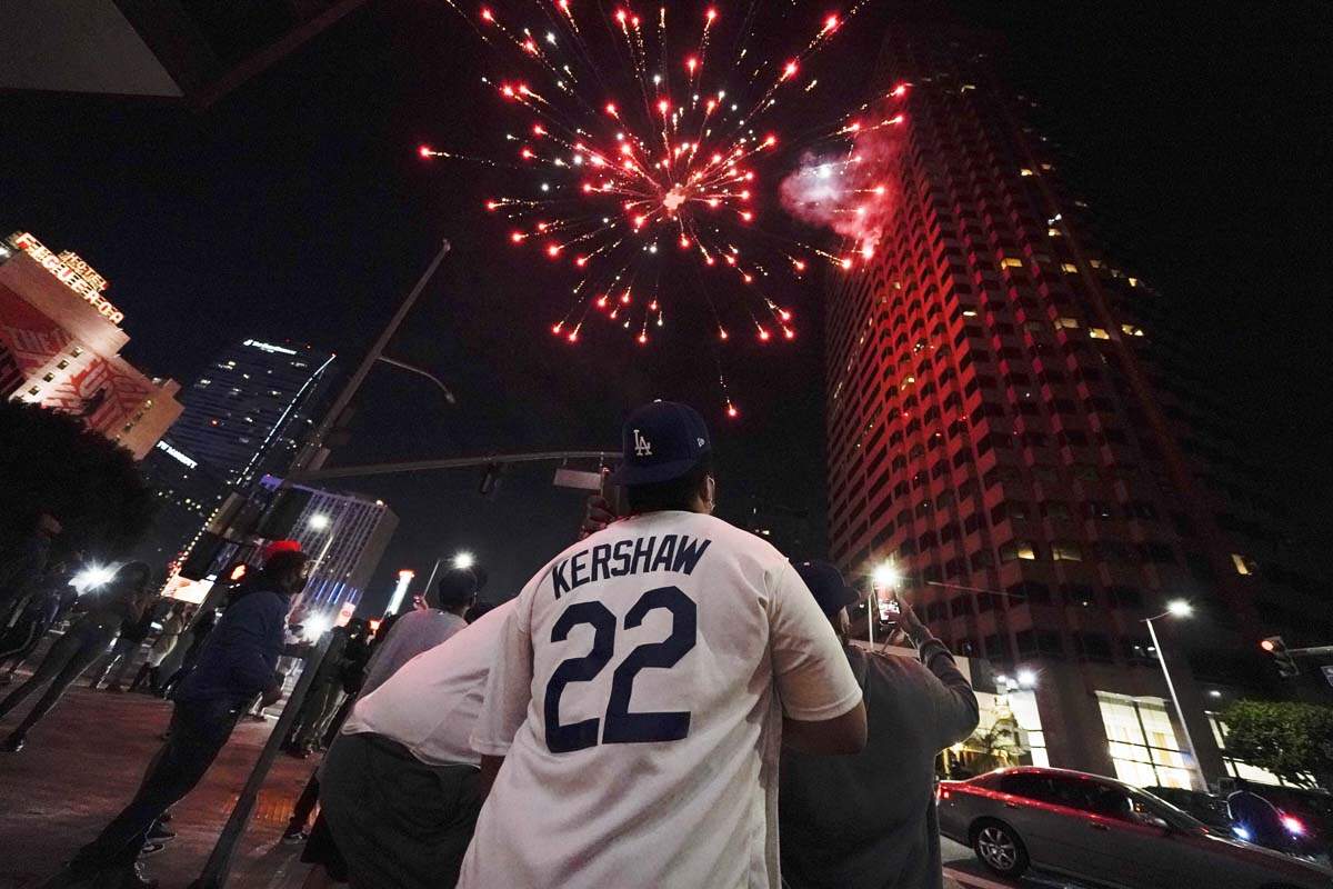 Fireworks light up the night sky in LA after Dodgers win World Series ...