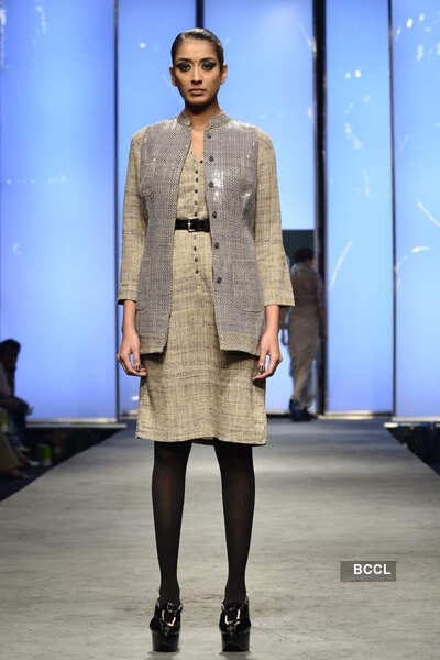 Pia showcases a creation by designers Abraham and Thakore on Day 4 of ...
